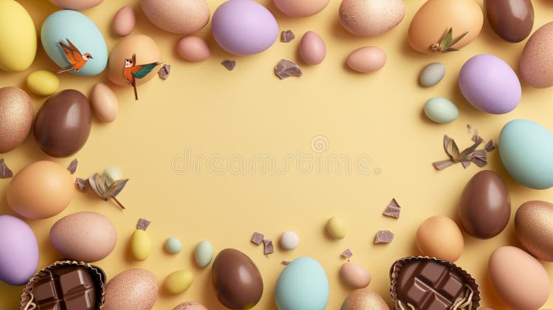 Top Down View of an Easter Border Frame of Robin S Eggs and Chocolate ...