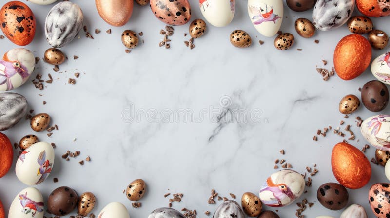 Top Down View of an Easter Border Frame of Robin S Eggs and Chocolate ...