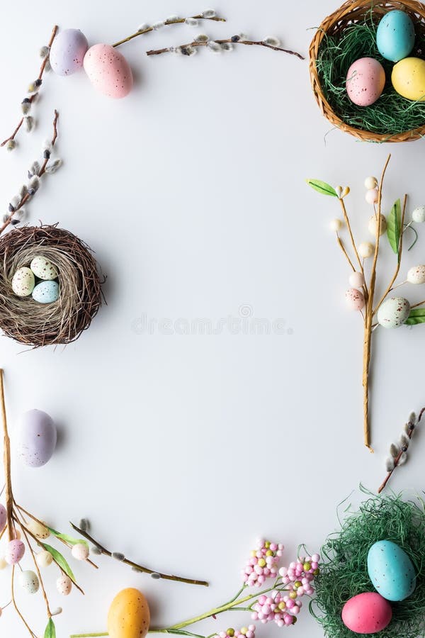 Top Down View of an Easter Design Border with Copy Space in the Middle ...