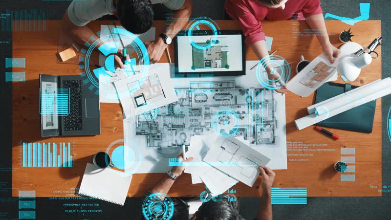 Top Down View of Civil Engineer Planning and Writing at Blueprint ... Top Down View of Civil Engineer Planning and Writing at Blueprint ...