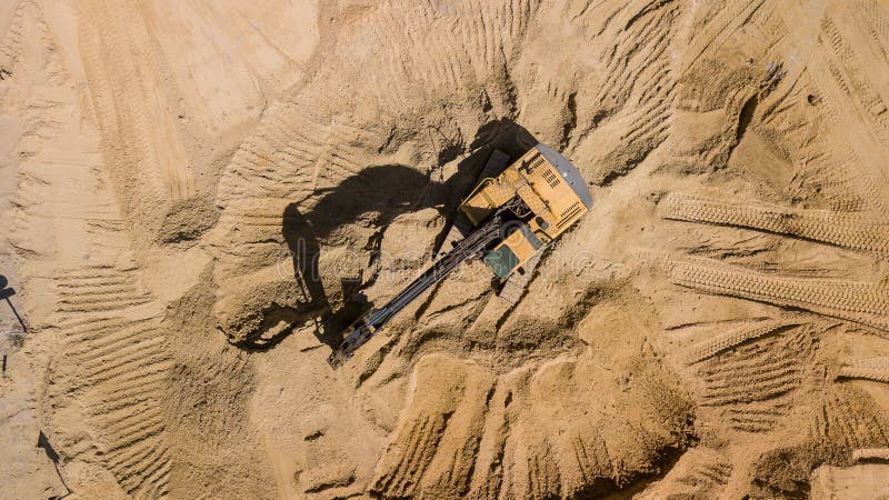 Top Down View of Excavator Working in Construction Site. Stock Image ...