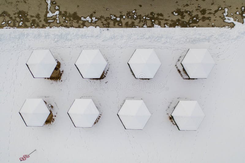 Top down view first snow. stock photo. Image of cube - 256123678