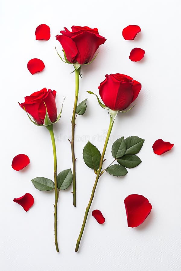 A Top-down View of a Floral Design with a Red Rose Pattern on a White ...
