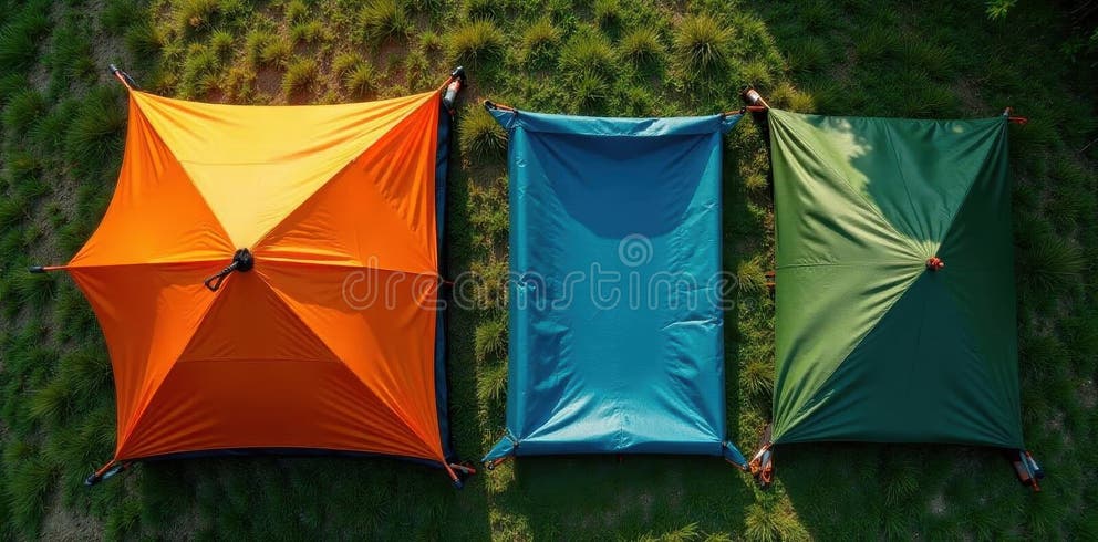 Top Down View of Folded Unfolded Camping Tent , Outdoors, Blue, Design ...