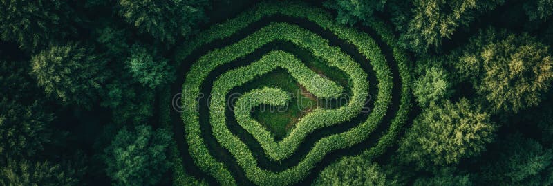 Top-down View of a Forest Maze Created by Winding Paths in Lush ...