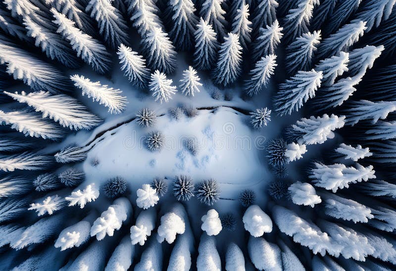 Top Down View of the Forest in Winter Stock Illustration - Illustration ...
