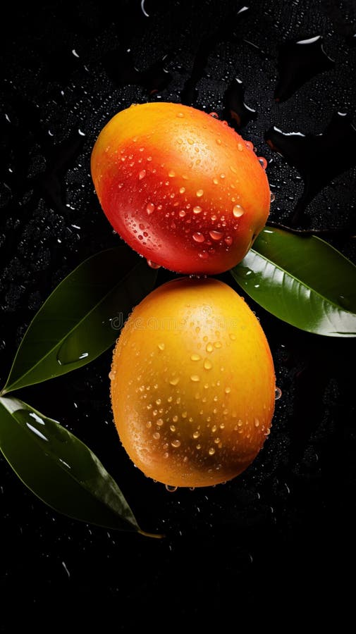 Top Down View of Fresh Mango with Drops of Water Stock Illustration ...