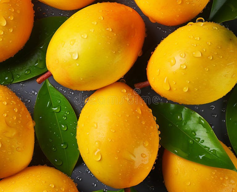Top Down View of Fresh Mango with Drops of Water Stock Illustration - Illustration of exotic ...