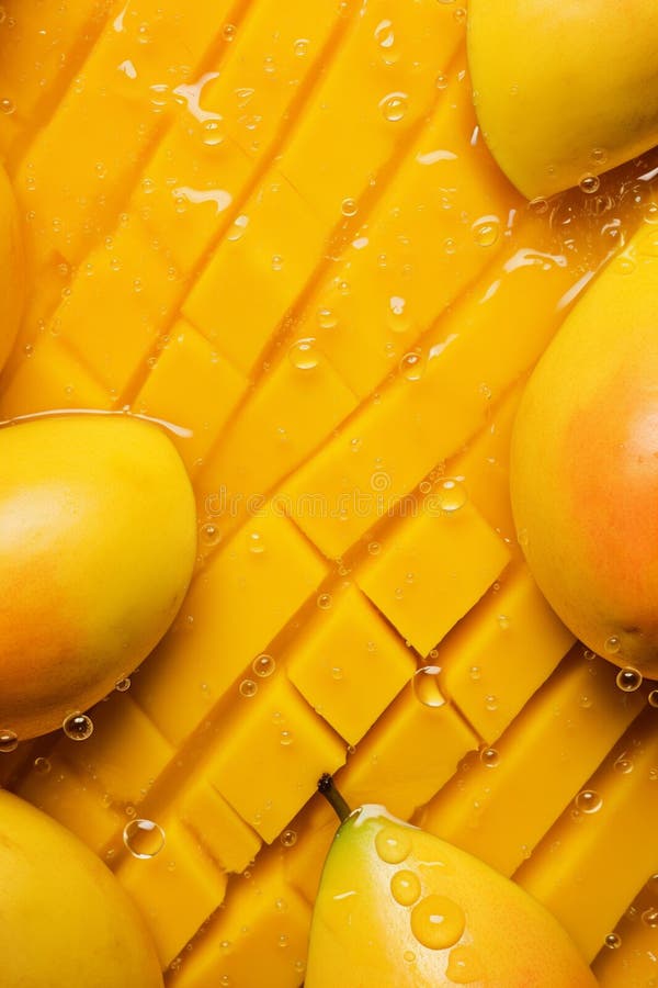 Top Down View of Fresh Mango with Drops of Water Stock Illustration ...