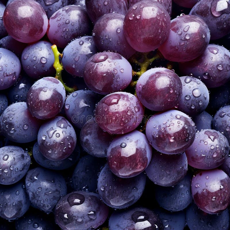 Top Down View of Fresh Grapes with Drops of Water. Generative AI Stock ...