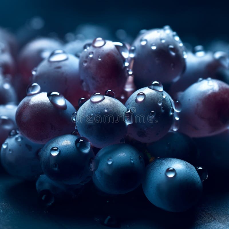 Top Down View of Fresh Red Grapes with Drops of Water Stock ...