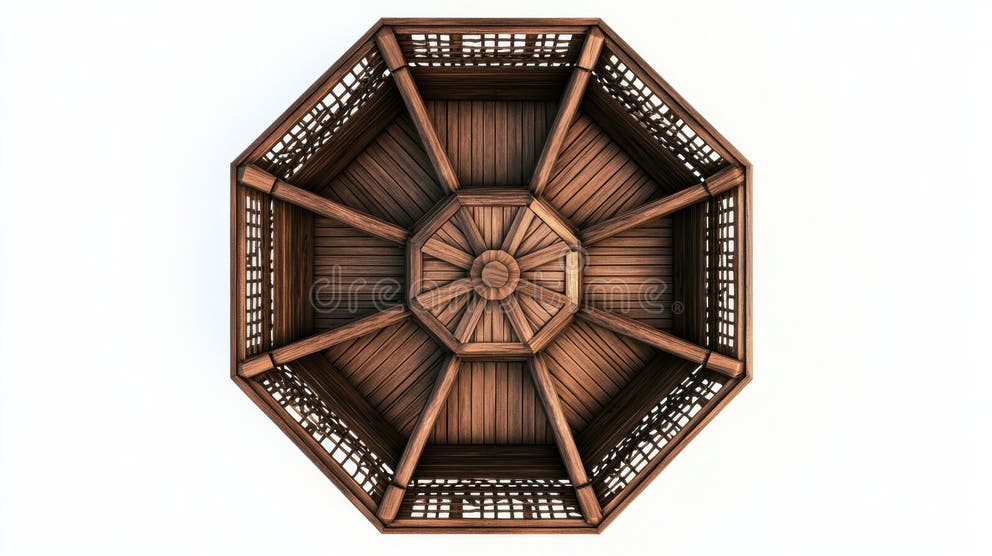 A Top-down View of a Gazebo, Set Against a White Background, Featuring ...