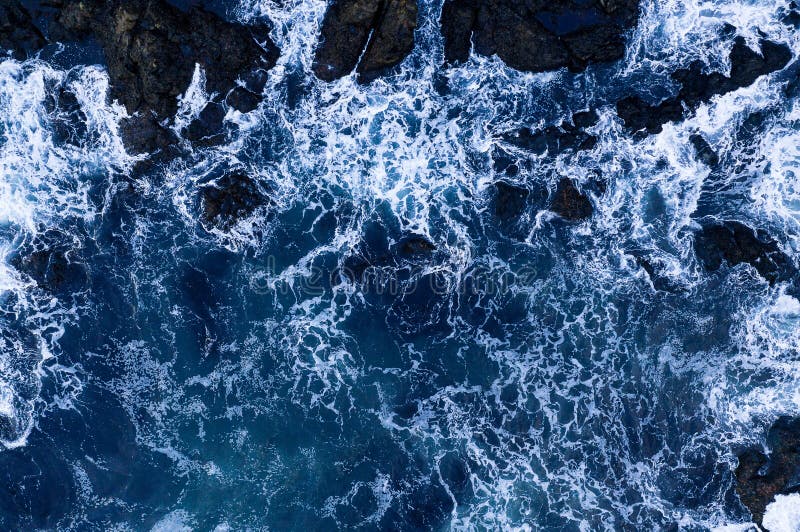 Top Down View of Giant Ocean Waves Stock Photo - Image of breaking ...