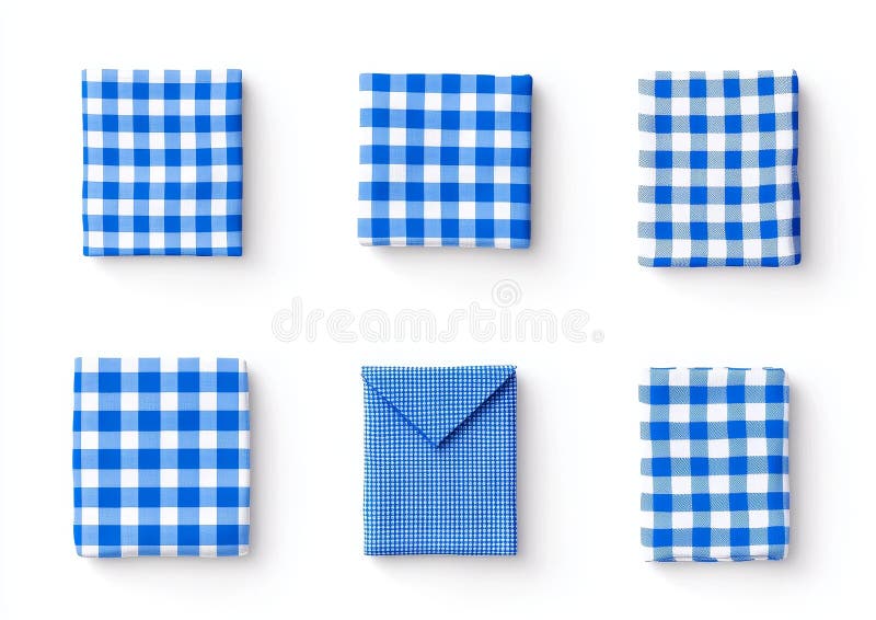 A Top-down View of Gingham Tablecloths and White Kitchen Towels ...