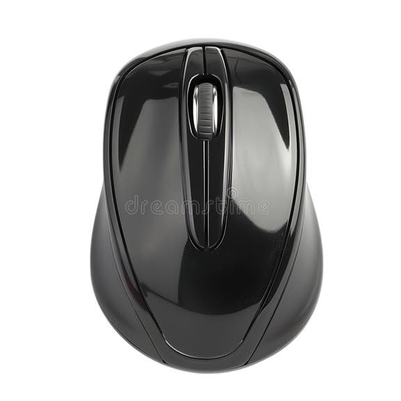 Sleek Black Wireless Computer Mouse with Scroll Wheel on a White ...