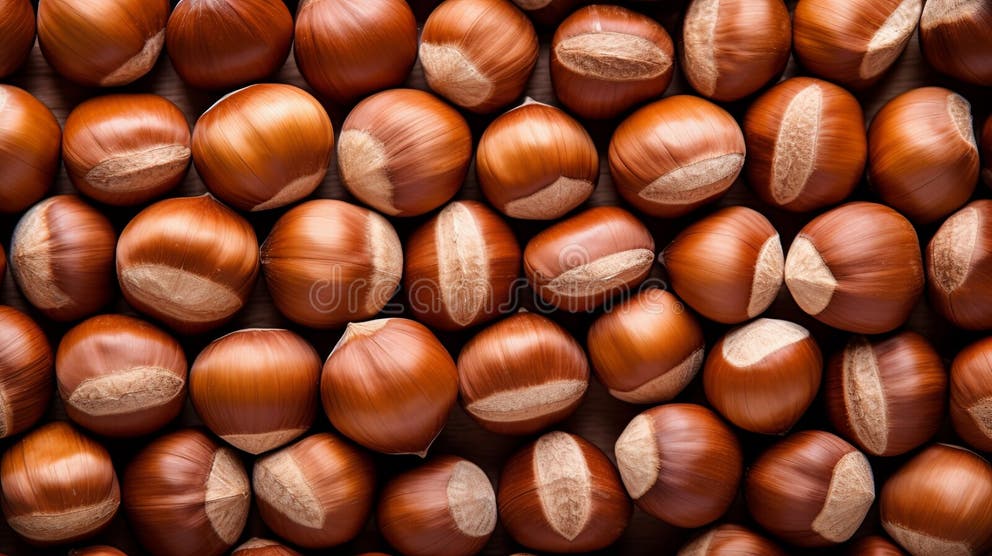 Top View of Shiny Brown Chestnuts Arranged in Pattern (Generative AI ...