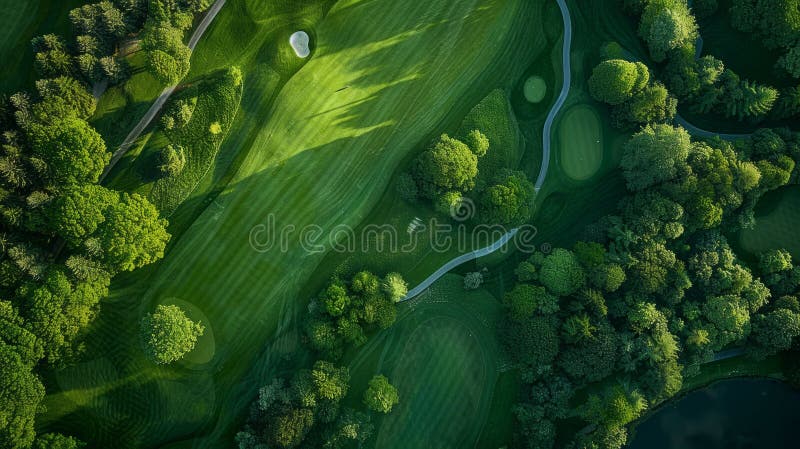 Aerial View of Golf Course Surrounded by Trees Stock Photo - Image of ...