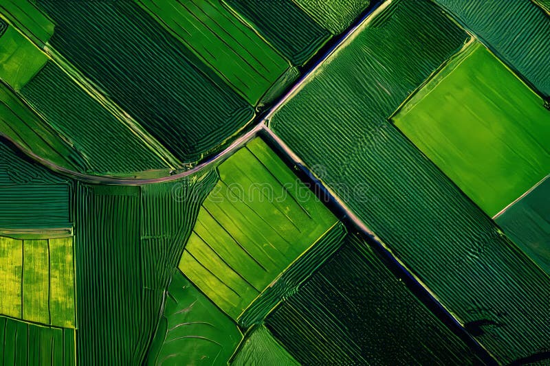 Top-Down View of Green Agricultural Field. Stock Image - Image of ...