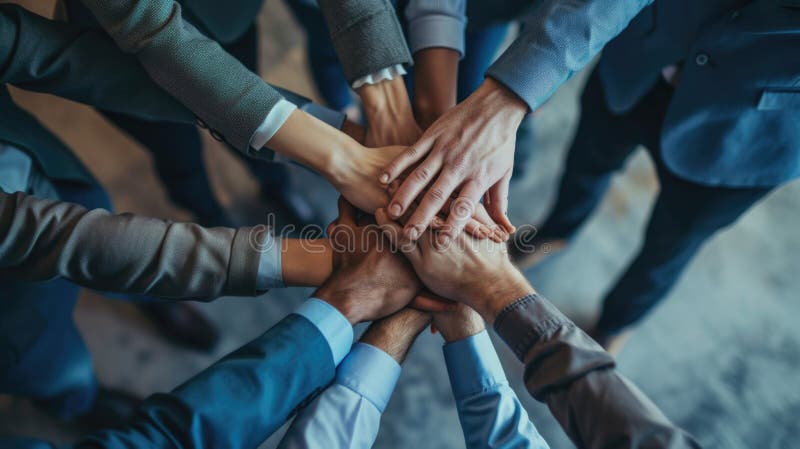 A Top-down View of a Group of Friends Stacking Their Hands Together ...