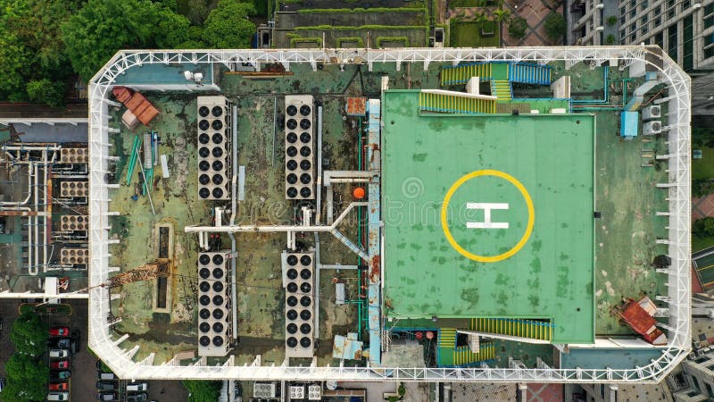 Top Down View of a Helipad on the Roof of a Modern Skyscraper Stock ...
