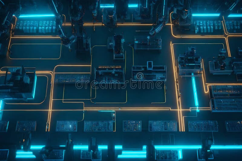 A Top-down View of a Hi-tech Laboratory Filled with Automated Robotic ...