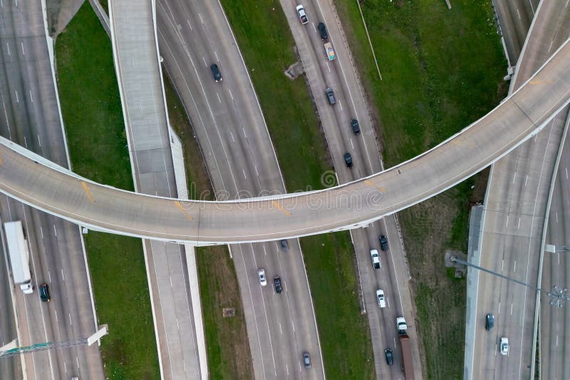 Top Down View of Highway Intersection with Several Layers of the Roads ...