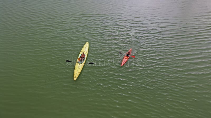 Top Down View of Kayaks in the Lake Stock Illustration - Illustration ...