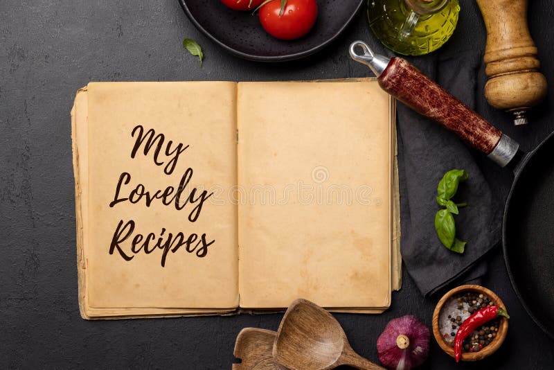 Top-down View of a Kitchen Table with Ingredients, Utensils, and an ...
