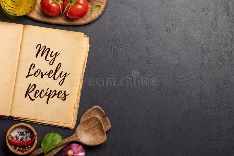 Top-down View of a Kitchen Table with Ingredients, Utensils, and an ...