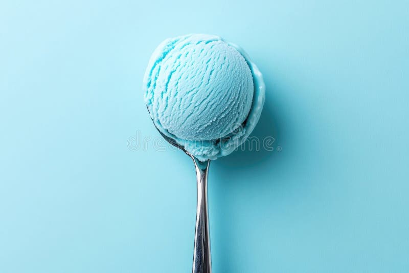 A Top-down View of a Light Blue Ice Cream Scoop on a Light Blue ...