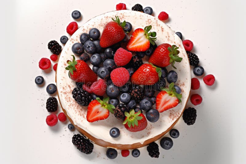 Top-down View of a Luscious Cake Crowned with Fresh Berries Stock ...