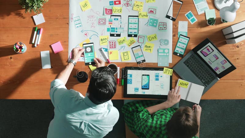 Top View of Smart Manager Working Together To Develop Ux Ui Design ...