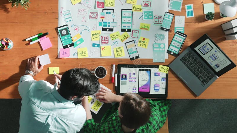 Top View of Smart Manager Working Together To Develop Ux Ui Design ...
