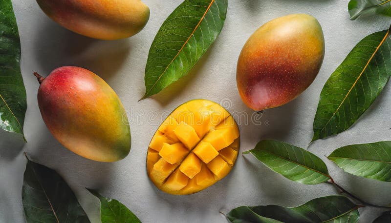 Top Down View of Mango with Drops of Water Stock Illustration ...