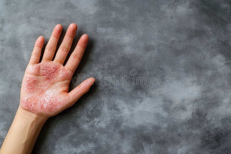 Top-Down View of Monkeypox Blisters on Hand, Red Rash on Palms. with ...