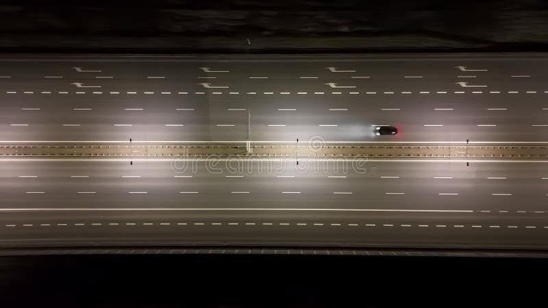 Top-down View of Multi-lane Highway at Night. a Brightly Lit, Top-down ...