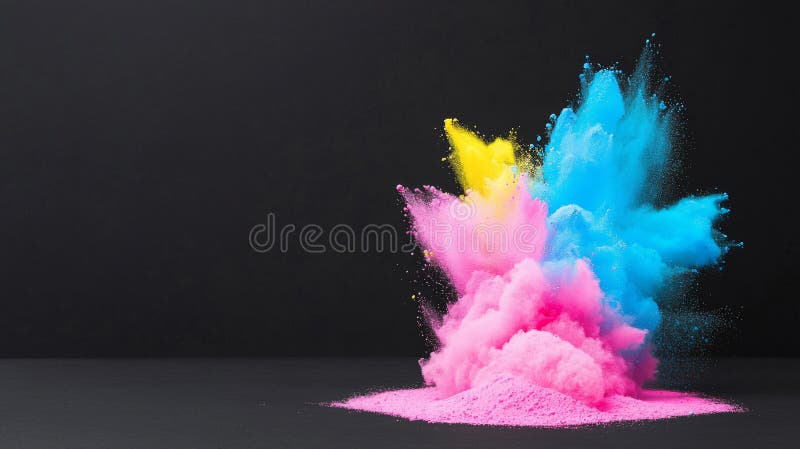 A Top-down View of Multicolored Powder Heaps on a Dark Matte Surface ...