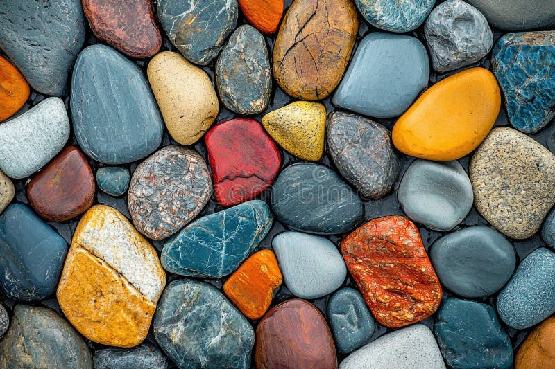 A Top-down View of Multicolored Stones on the Beach, Creating a Vibrant ...
