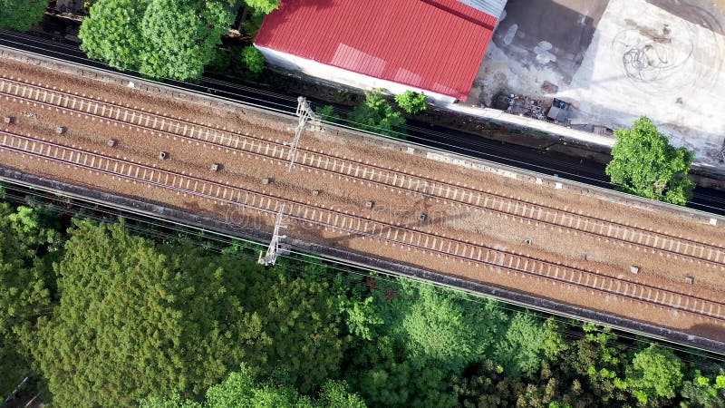 Top Down View of New LRT Train on the Elevated Track. Shot in 4k ...