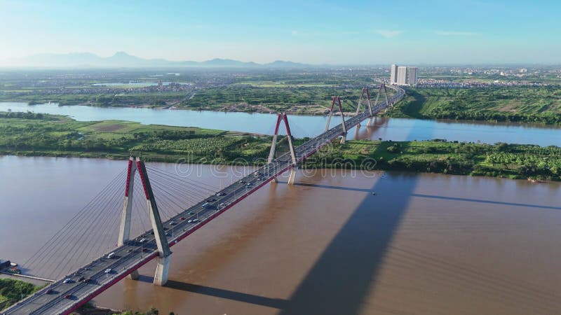 Top-down View of the Nhat Tan Bridge Revealing Symmetrical Cables and ...