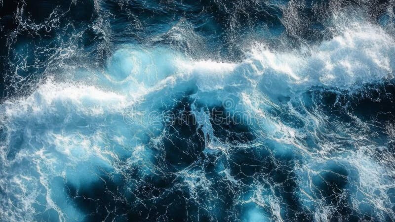 A Top-Down View of Ocean Waves Breaking and Foaming Stock Illustration ...