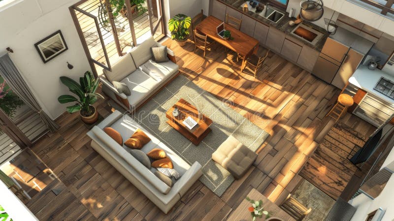 Top-down View Offering a Unique Perspective on Interior Design Layout ...