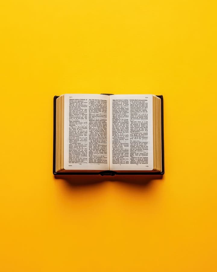 Open Dictionary Showing Detailed Text on a Yellow Background Stock ...