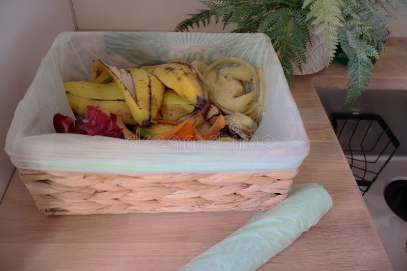 A Top-down View of an Open Food Waste in the Eco Friendly Bio Bag on ...