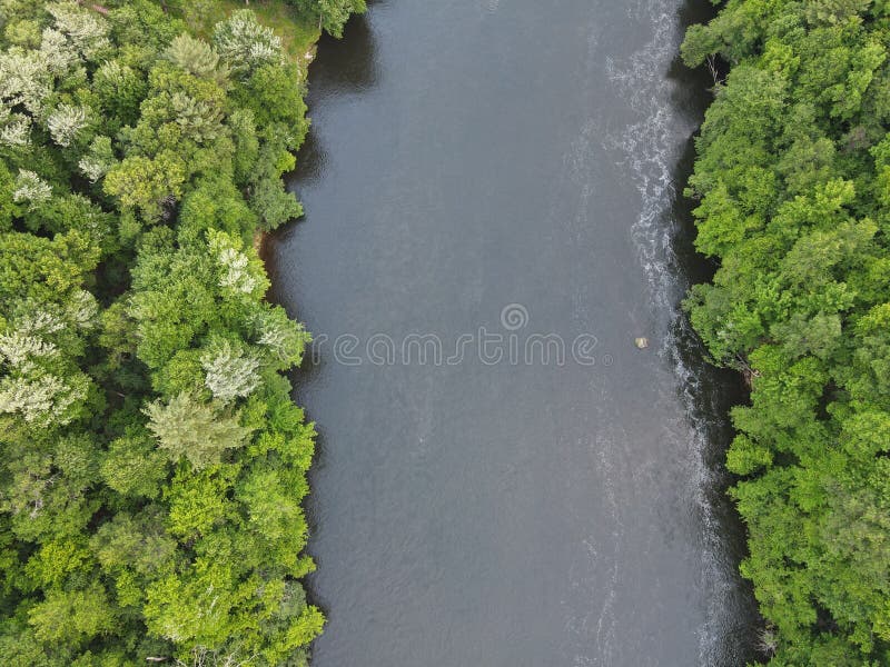 Top Down View Over River Cutting Remote Rural Forest Stock Photos ...