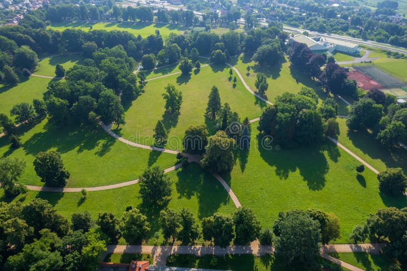 Top Down View Park in Lancut Town Stock Image - Image of landmark ...