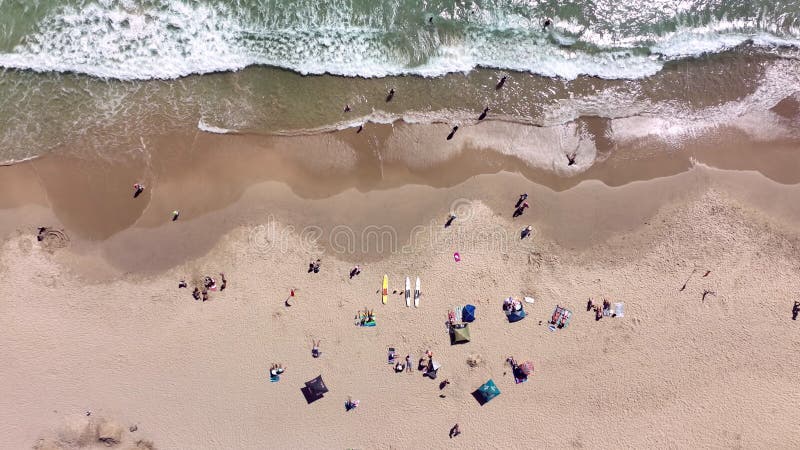Top Down View of People at the Beach Stock Footage - Video of ocean ...