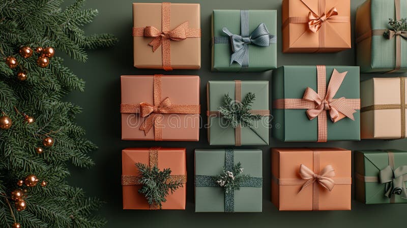 Geometric Christmas Gift Arrangement Complementary Colors Stock ...