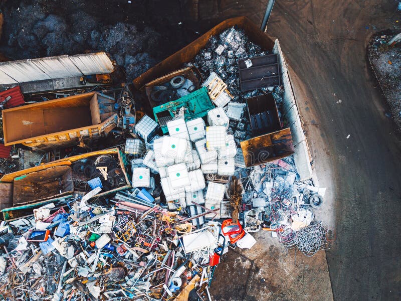 Top Down View at Piles of Plastic and Construction Materials at the ...