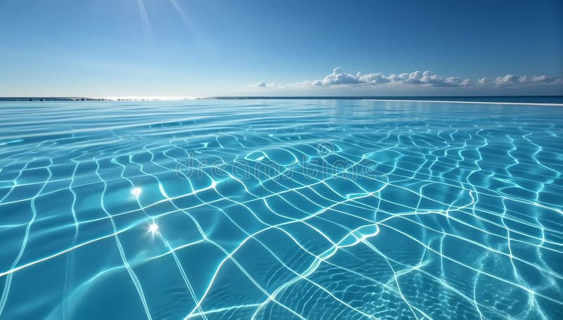 Top Down View of Pool Water with Shimmering Data Lines Creating Ripple ...